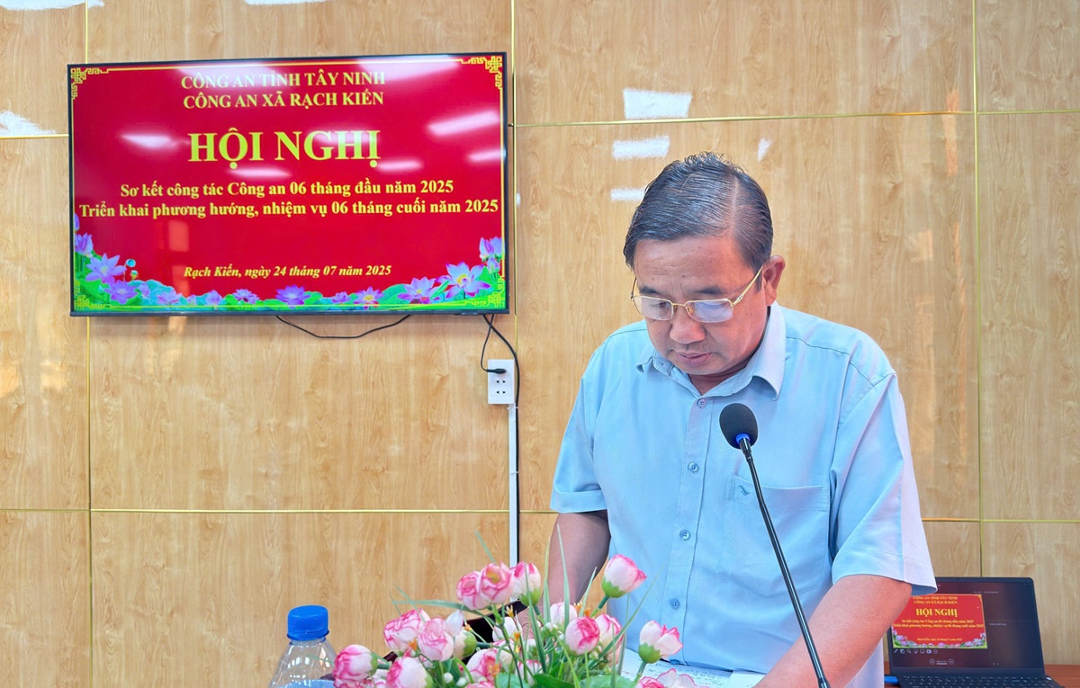 Công an xã Rạch Kiến sơ kết công tác Công an 06 tháng đầu năm 2025